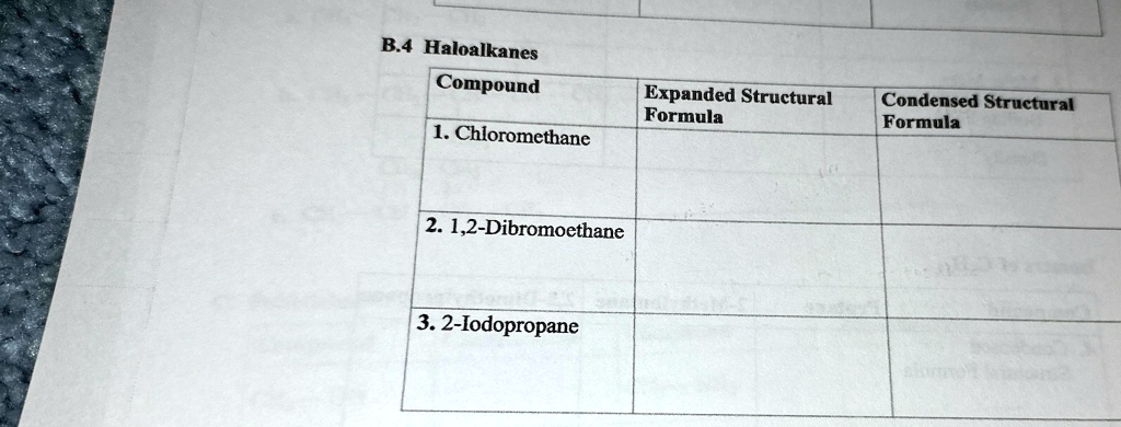 B.4 Haloalkanes Compound 1. Chloromethane Expanded Structural Formula 2 ...