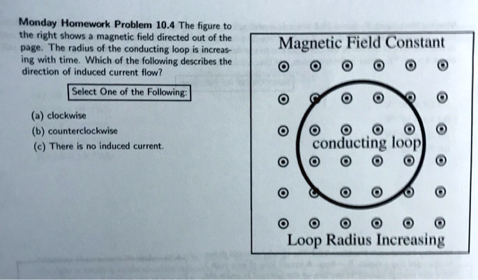 SOLVED: Monday Homework Problem 10.4 The figure on the right shows a magnetic field directed out ...
