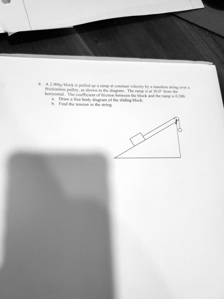 20okg block is pulled up ramp constant velocity by massless string ...