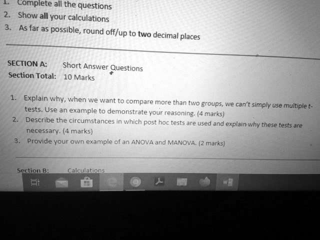 SOLVED: complete all the questions Show all your calculations As far as ...