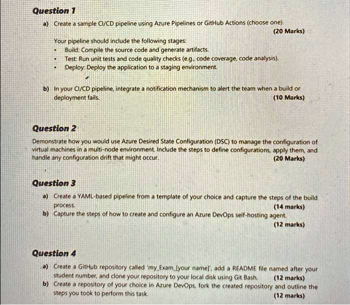SOLVED: Question 1: a) Create a sample CI/CD pipeline using Azure ...
