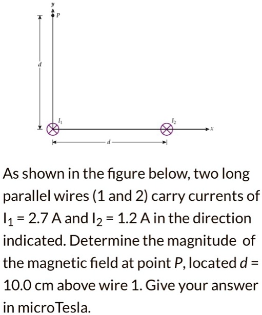 as shown in the figure below two long parallel wires 1 and 2 carry ...