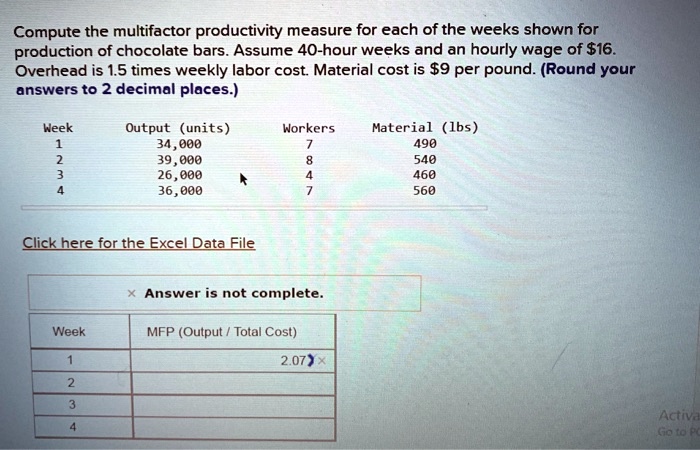 Compute the multifactor productivity measure for each of the...