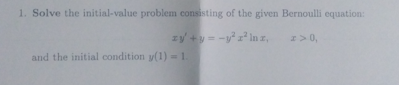 Solved 1 Solve The Initial Value Problem Consisting Of The Given