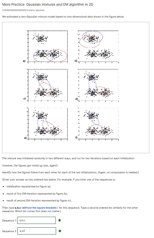 Solved More Practice Gaussian Mixtures And Em Algorithm In 2d 0 6666666666666666 2 Points