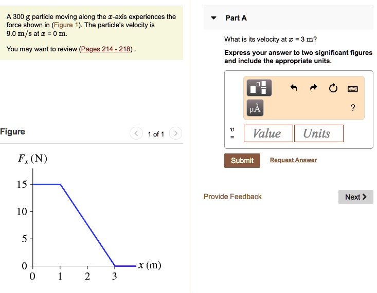SOLVED: 300 g particle moving along the T-axis experiences the force shown in (Figure 1). The ...