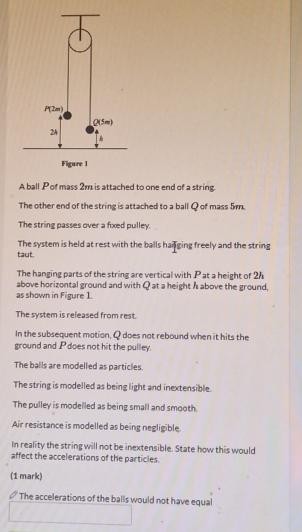Fiener 1 A ball P of mass 2 m is attached to one end of a string The ...