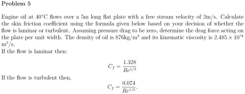 aerodynamics problem about skin friction coefficient problem 5 engine ...