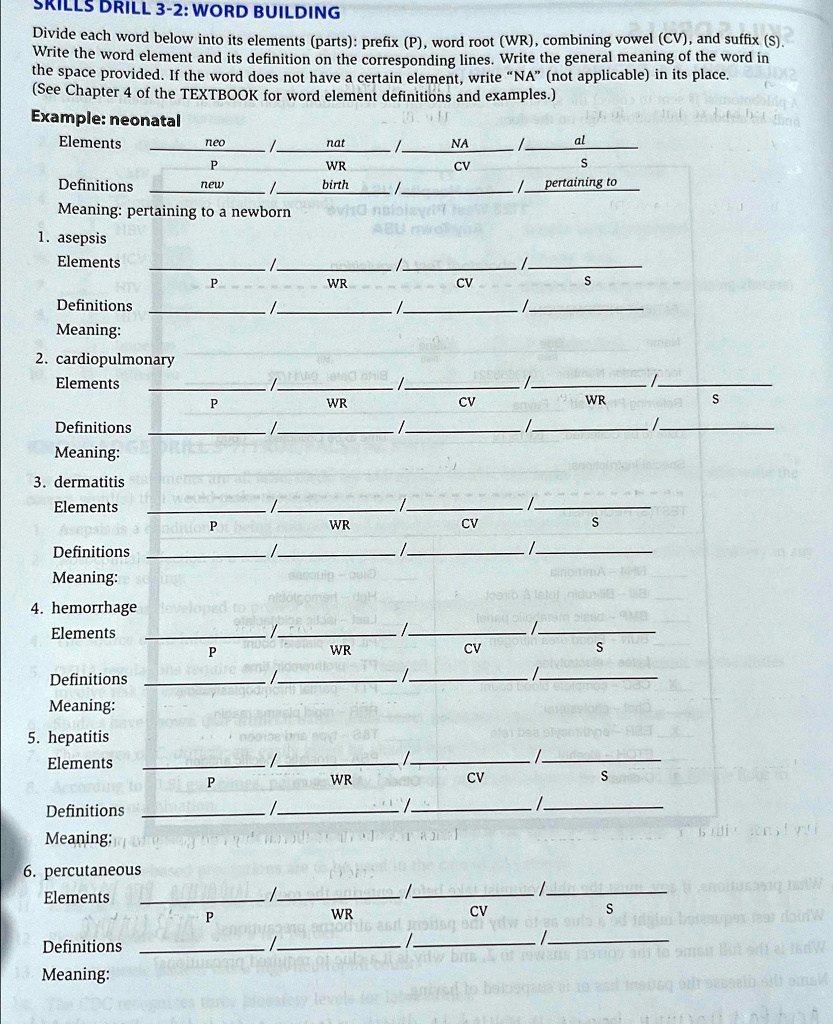 SKILLS DRILL 3-2: WORD BUILDING Divide each word below into...