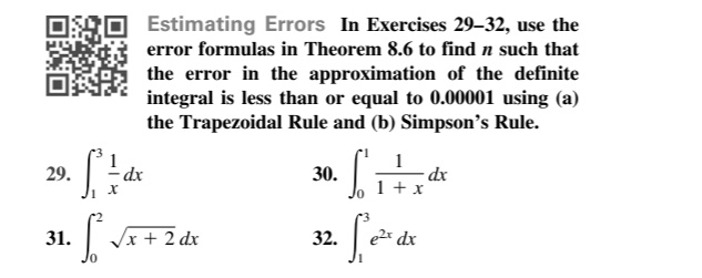 Solved Estimating Errors Exercises 29 32 Use The Error Formulas In Theorem 86 To Find N Such