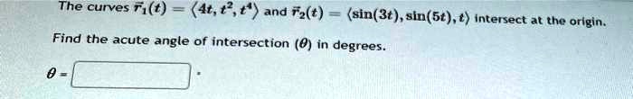SOLVED: The curves T1(t) = 4t^2 and r(t) = sin(3t)sin(5t) intersect at ...