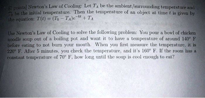 points newton law of cooling let ta be the ambient surrounding ...