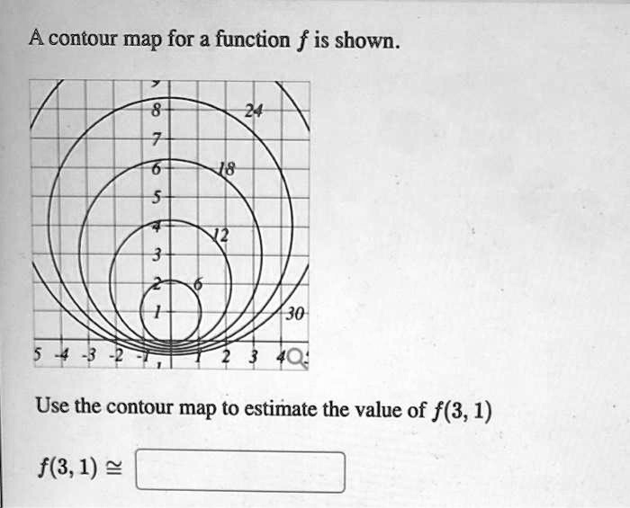 SOLVED: A contour map for a function f is shown: 30 Use the contour map to estimate the value of ...