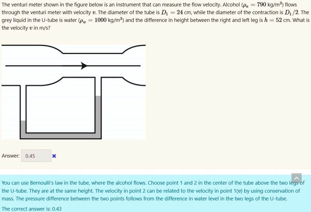 The venturi meter shown in the figure below is an instrument that can ...