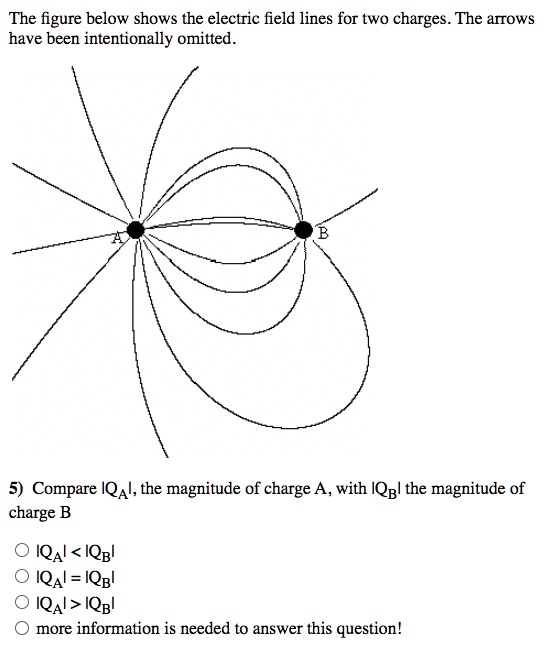 SOLVED: The figure below shows the electric field lines for two charges ...