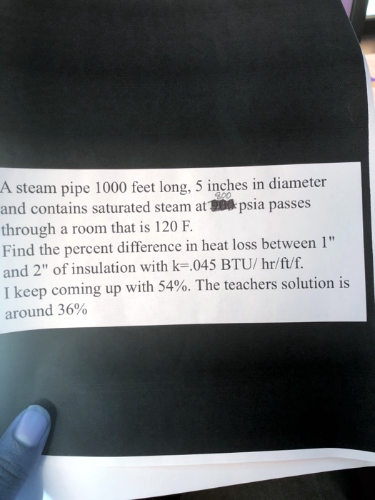 SOLVED: A steam pipe 1000 feet long, 5 inches in diameter, and ...