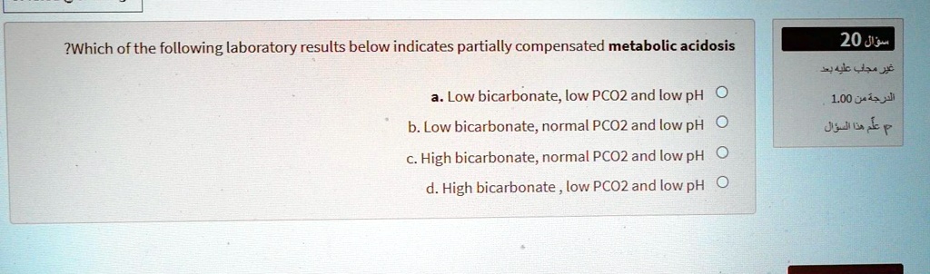 SOLVED: ?Which ofthe following laboratory results below indicates ...