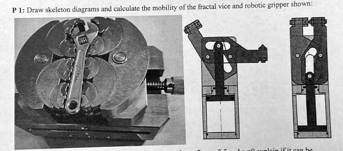 P 1: Draw skeleton diagrams and calculate the mobility of the fractal vice and robotic gripper ...