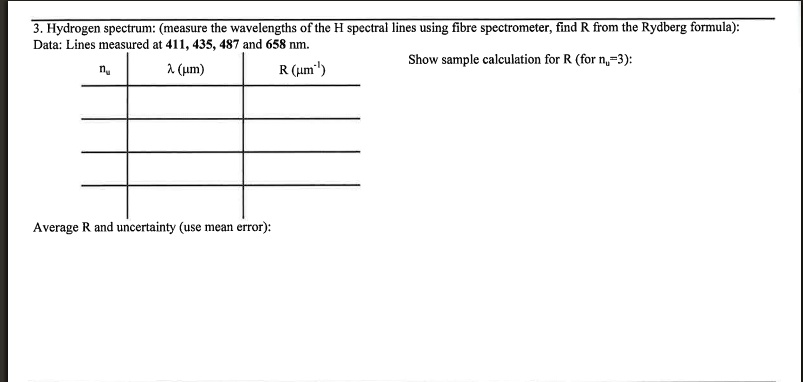 SOLVED:3 . Hydrogen spectrum: (measure the wavelengths of the H ...