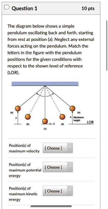 SOLVED: The diagram below shows a simple pendulum oscillating back and forth, starting from rest ...