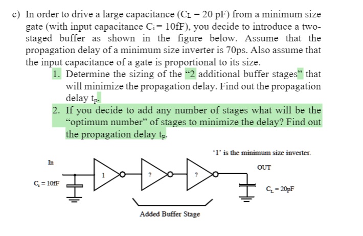 Solved In Order To Drive A Large Capacitance C 20 Pf From A Minimum Size Gate With Input
