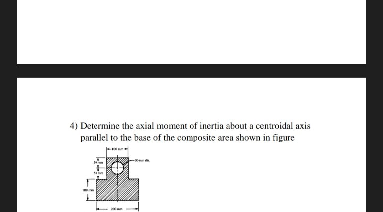4) Determine the axial moment of inertia about a centroidal axis ...