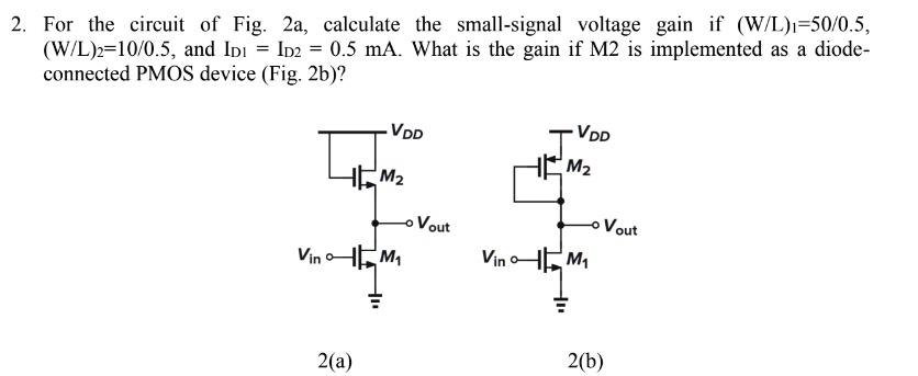 SOLVED: Texts: MOSFET small-signal model 2. For the circuit of Fig. 2a, calculate the small ...