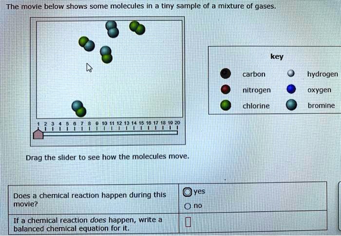 The movie below shows some molecules in a tiny sample of a mixture of ...