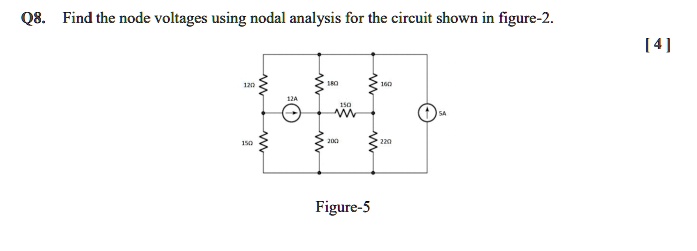 SOLVED: Q8. Find the node voltages using nodal analysis for the circuit shown in Figure 2.