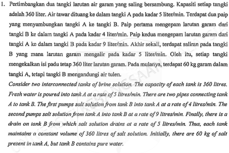 [GET ANSWER] pertimbangkan dua tangki larutan air garam yang saling ...