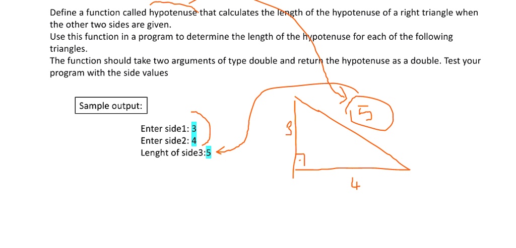 Solved C Programming Define A Function Called Hypotenuse That 8592