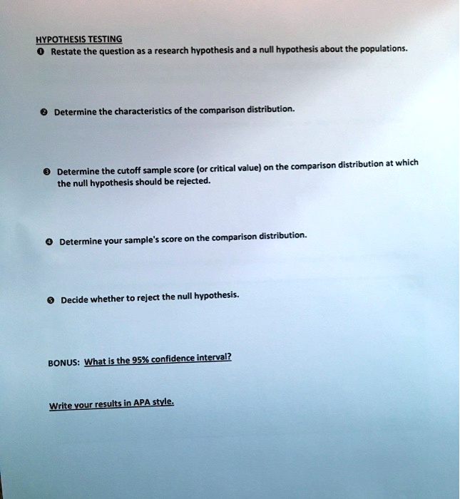 SOLVED: HYPOTHESIS TESTING Restate the question as a research ...