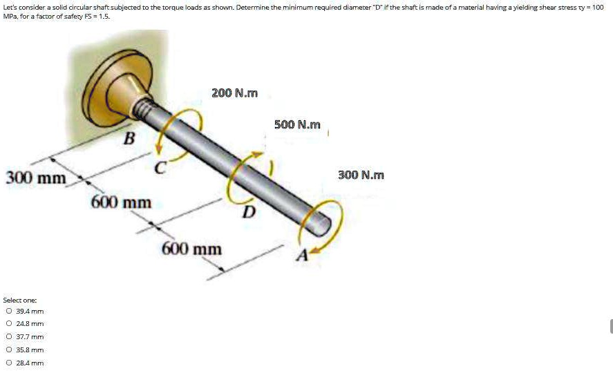 SOLVED: Let's consider a solid circular shaft subjected to the torque ...