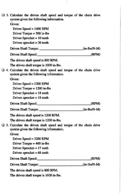 SOLVED: 3. Calculate the driven shaft speed and torque of the chain ...