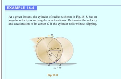 SOLVED: At a given instant, the cylinder of radius r, shown in Fig. 16 ...