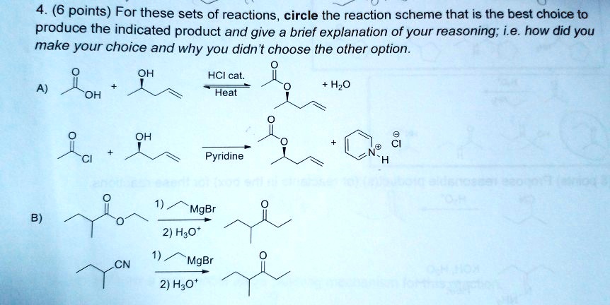 SOLVED: 4. (6 points) For these sets of reactions, circle the reaction ...