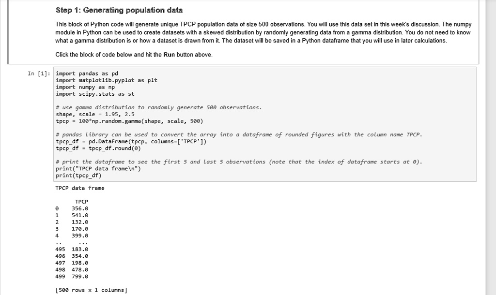 Solved Step 1 Generating Population Data This Block Of Python Code Will Generate Unique Tpcp