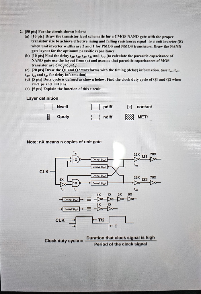 2 50 pts for the circuit shown below a 10 pts draw the transistor level ...