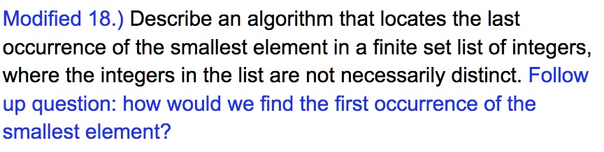 SOLVED:Modified 18.) Describe an algorithm that locates the last ...