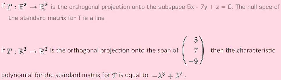 SOLVED: Iff: R? 5 R3 is the orthogonal projection onto the subspace Sx ...
