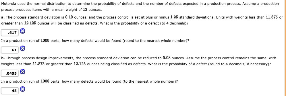 Solved Motorola Used The Normal Distribution To Determine The
