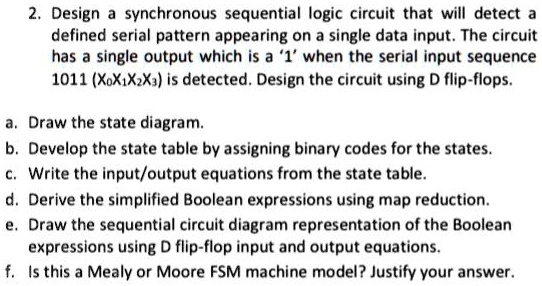 SOLVED: Design a synchronous sequential logic circuit that will detect a defined serial pattern ...