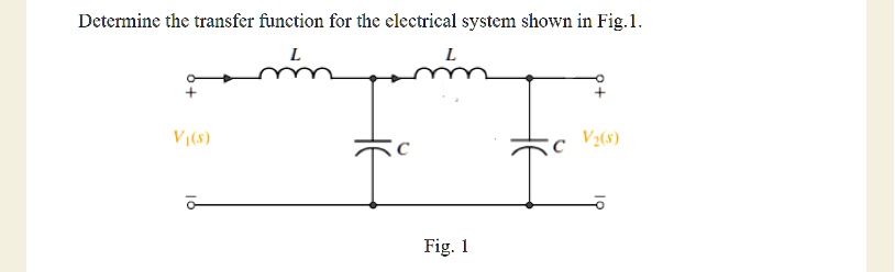SOLVED: Determine the transfer function for the electrical system shown ...