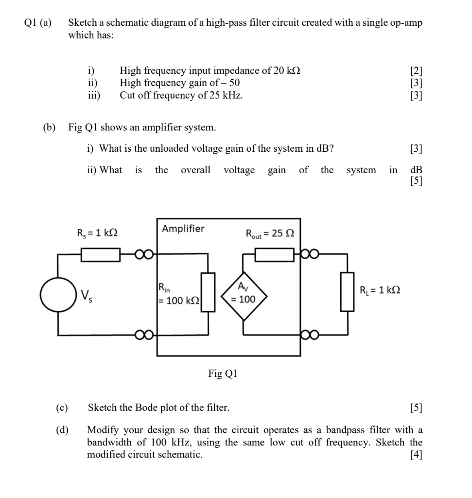 SOLVED: (a) Sketch a schematic diagram of a high-pass filter circuit ...