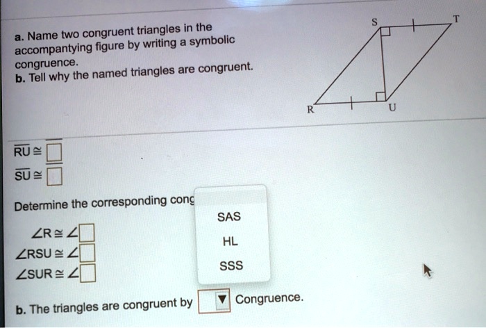 name two congruent triangles in the accompantying figure by writing a ...