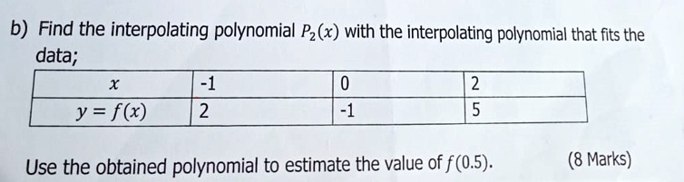 Solved B Find The Interpolating Polynomial P2 With The Interpolating 4611