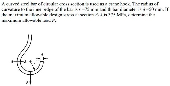 A curved steel bar of circular cross section is used as a...