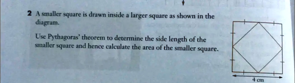 2 A smaller square is drawn inside a larger square as shown in the ...