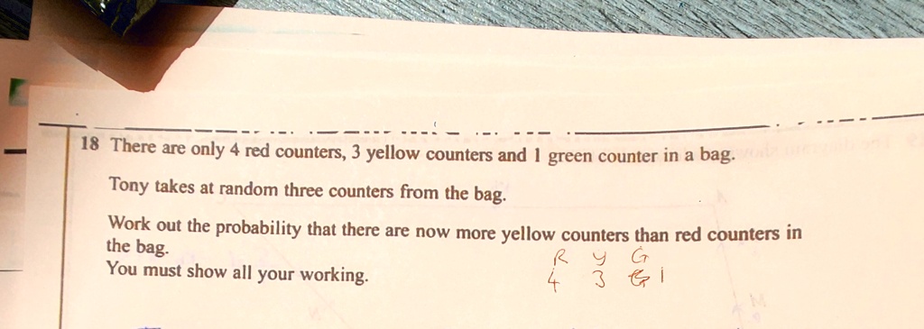 18 There are only 4 red counters, 3 yellow counters and 1...
