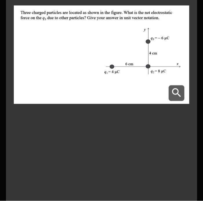 SOLVED: Three charged particles are located as shown in the figure ...